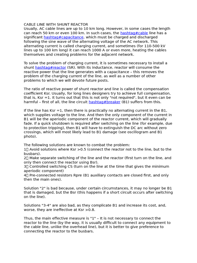 Cable Line With Shunt Reactor | PDF