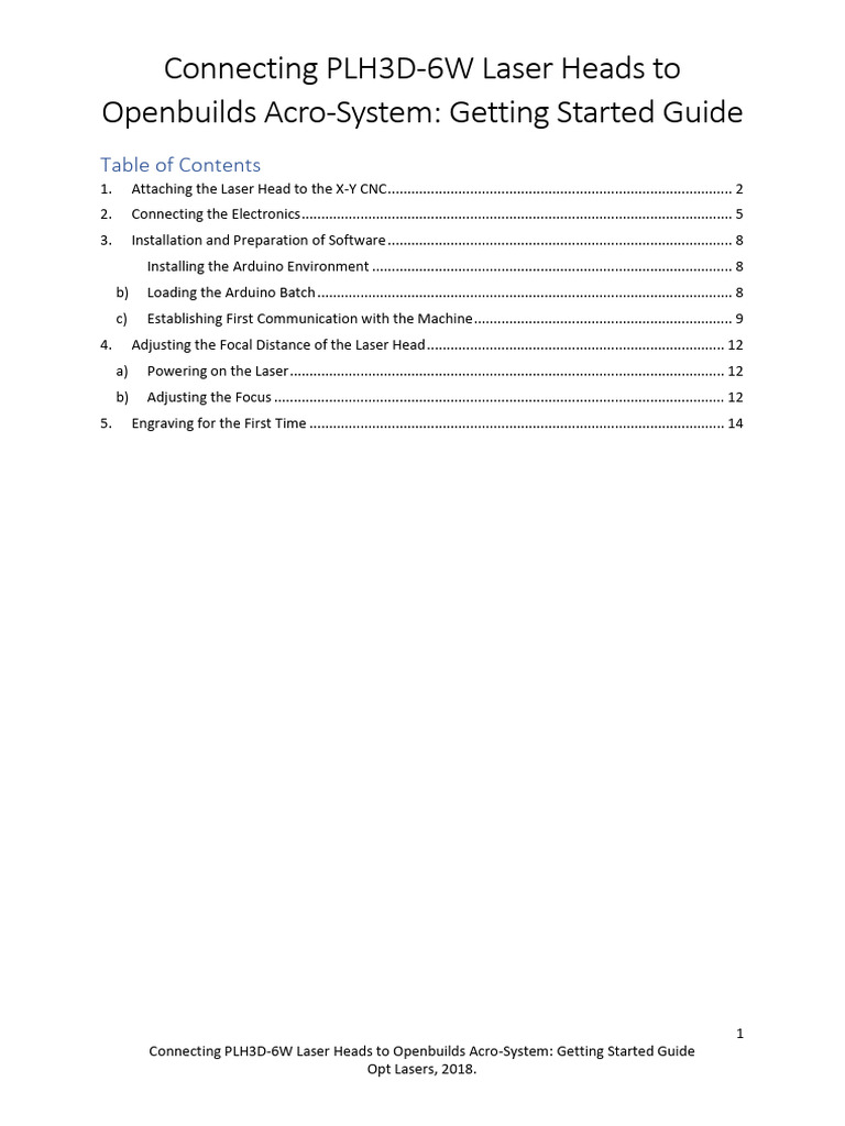 Opt Lasers PLH3D 6W Acro Openbuilds Laser Head Connection EN | PDF