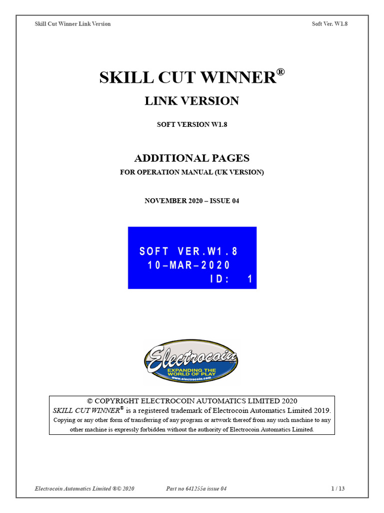 ECA Version Skill Cut Winner - Operation Manual - 641255a - Iss04 - W1 ...