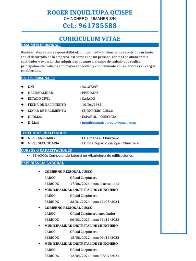 CV Roger | PDF