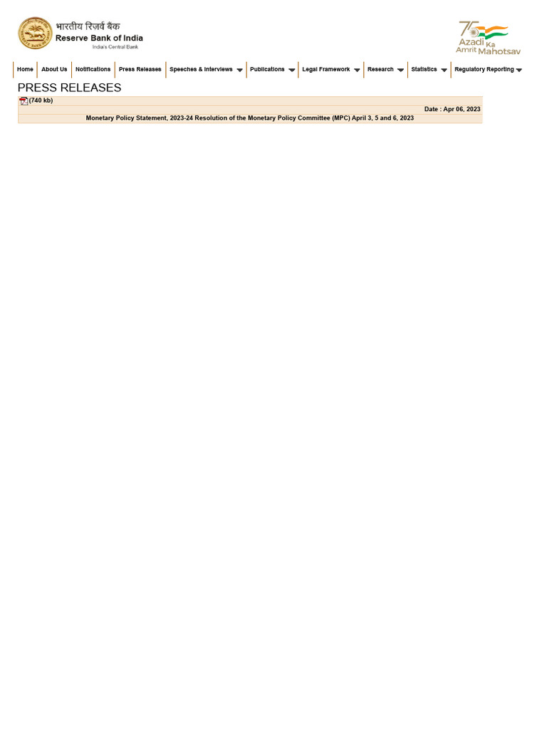 Reserve Bank of India - Press Releases | PDF