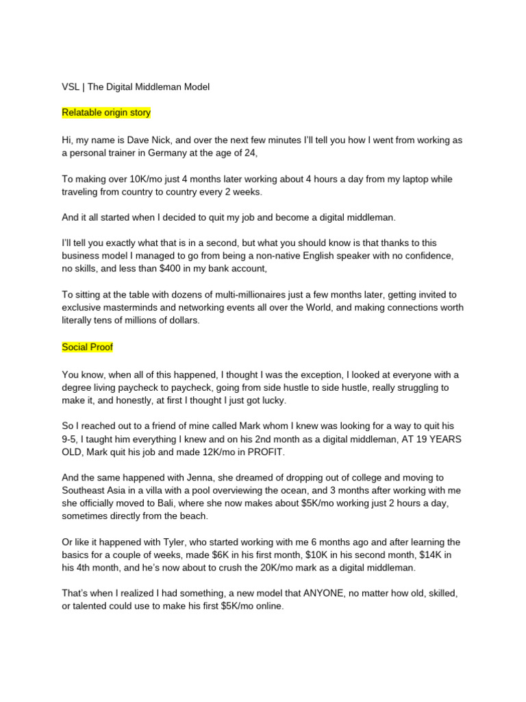 VSL X The Middleman Model | PDF | Business