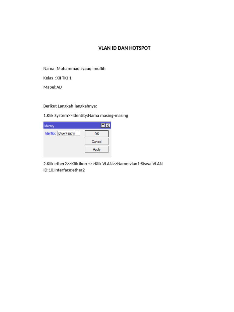 VLAN ID DAN HOTSPOT | PDF