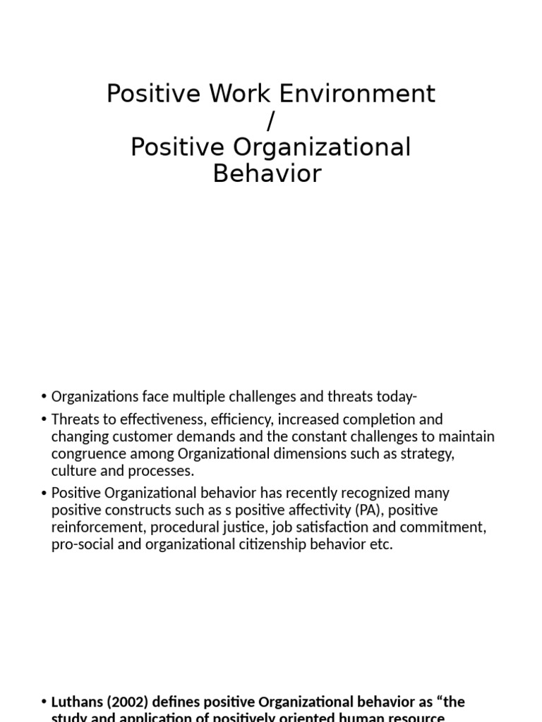 Positive Work Environment | PDF