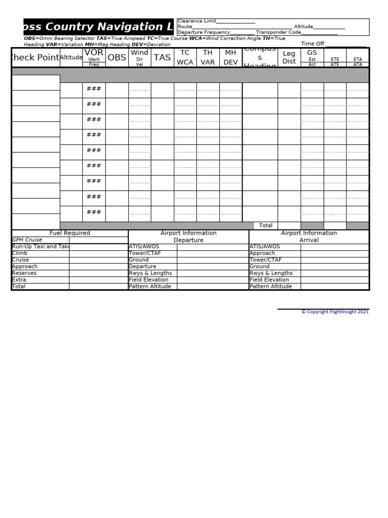 Blank Nav Log | PDF