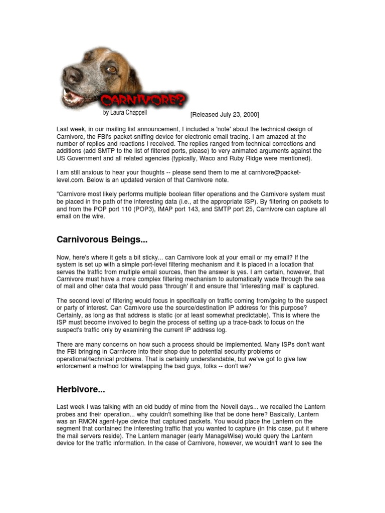 An Analysis of the FBI's Carnivore System and Proposed Alternatives ...