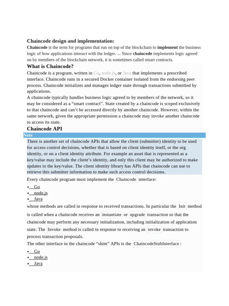 Unit 3 - Chaincode Design and Implementation | PDF