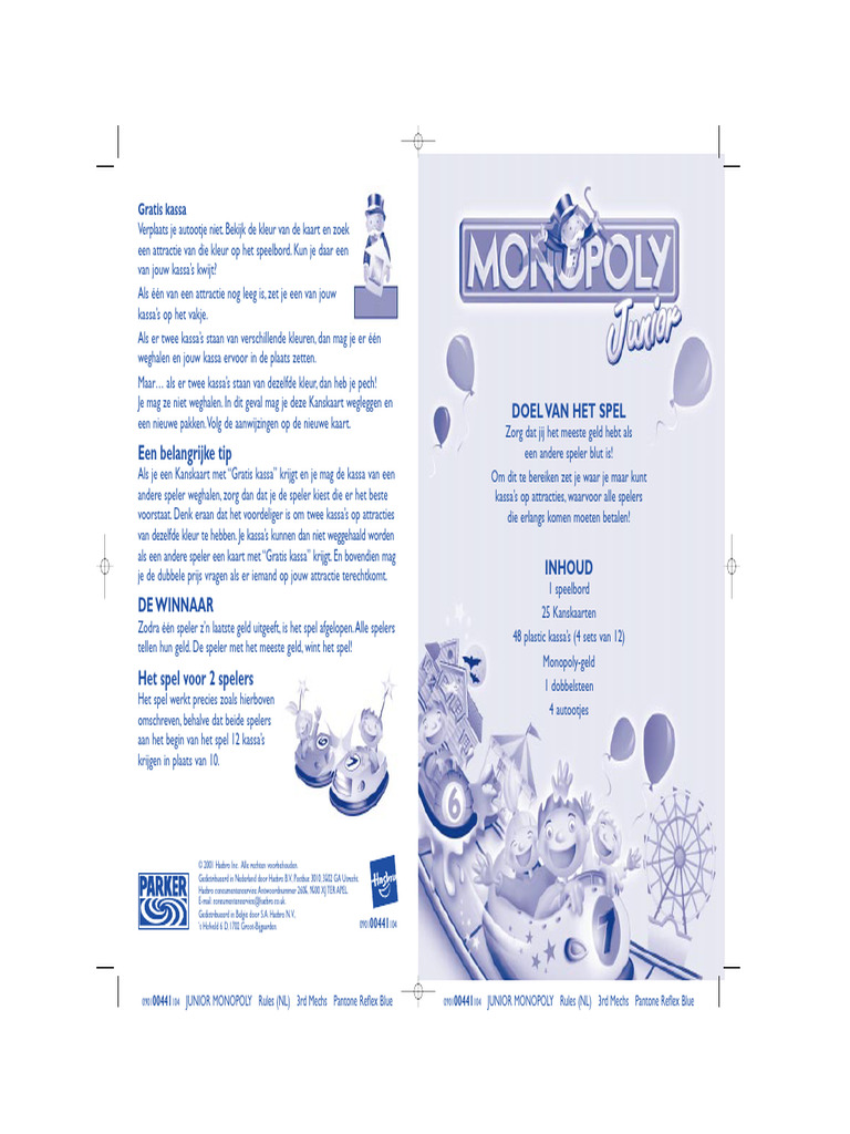 Spelregels Monopoly Junior | PDF