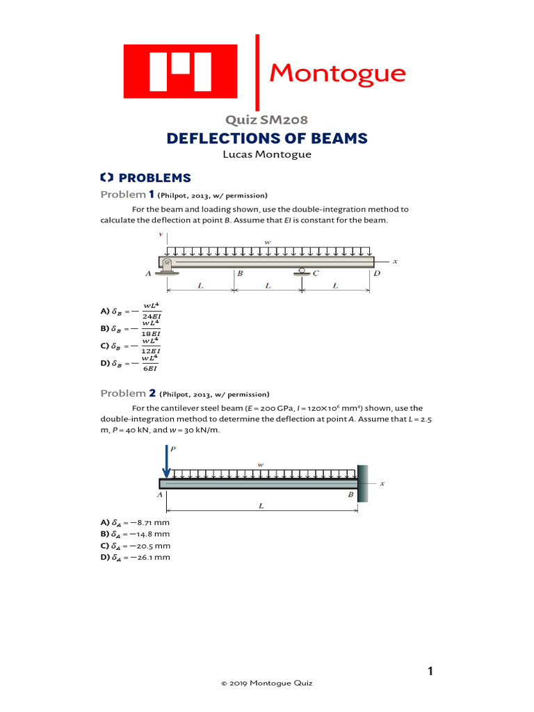 Deflections of Beams Solved Problems | PDF