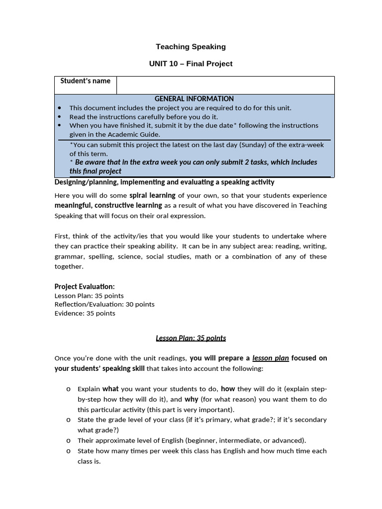 TS Final Project - U10 | PDF | Lesson Plan | Cognitive Science