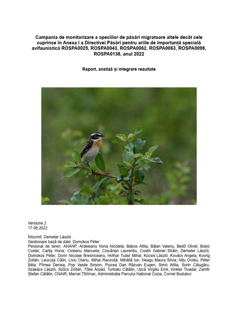 Raport Pasari CBM 22 v2 | PDF