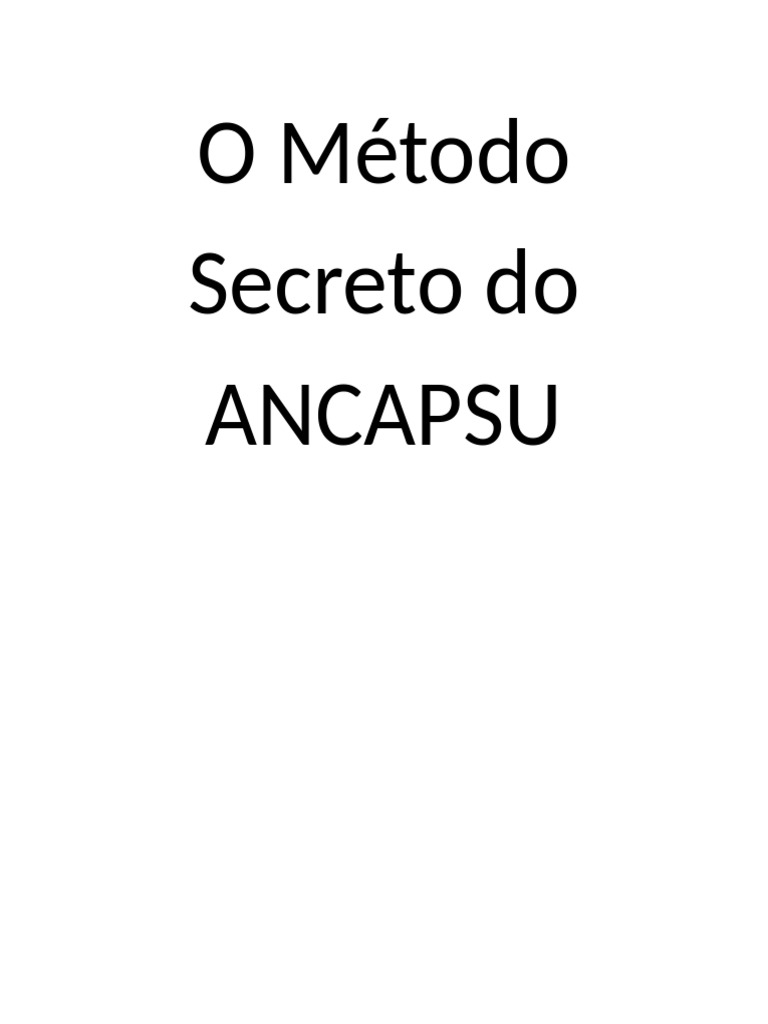 Livro - O Método Secreto Do ANCAPSU (2024) | PDF | Cuba | União Soviética