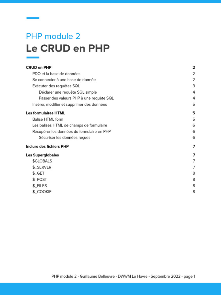PHP - Module 2 - Le CRUD en PHP | PDF