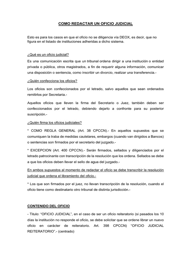 Como Redactar Un Oficio Judicial | PDF