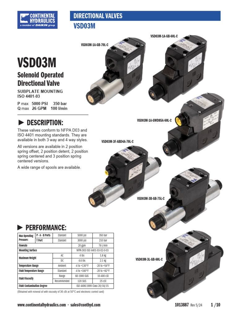 VSD03M Valve Spec 1013887 Rev5-24 | PDF | Inductor | Viscosity