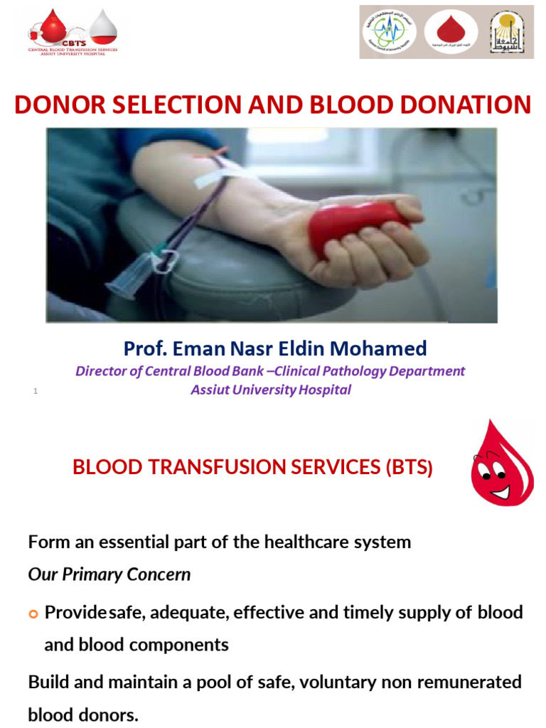 Donor Selection and Donation Process. DR Eman Nasreldin | PDF