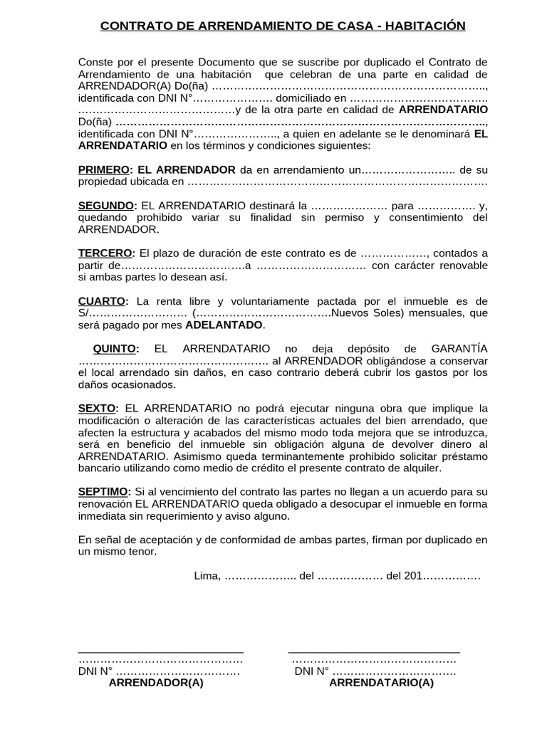 Formato Contrato de Arrendamiento Casa Habitacion 3 | PDF