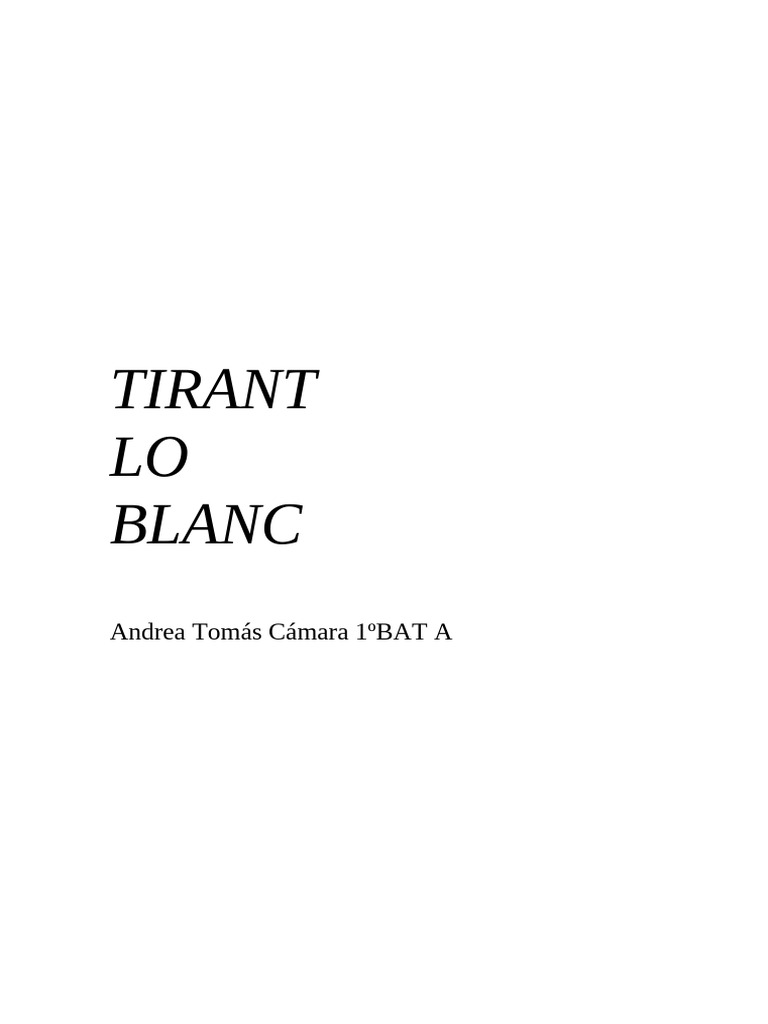 Tirant Lo Blanc | PDF