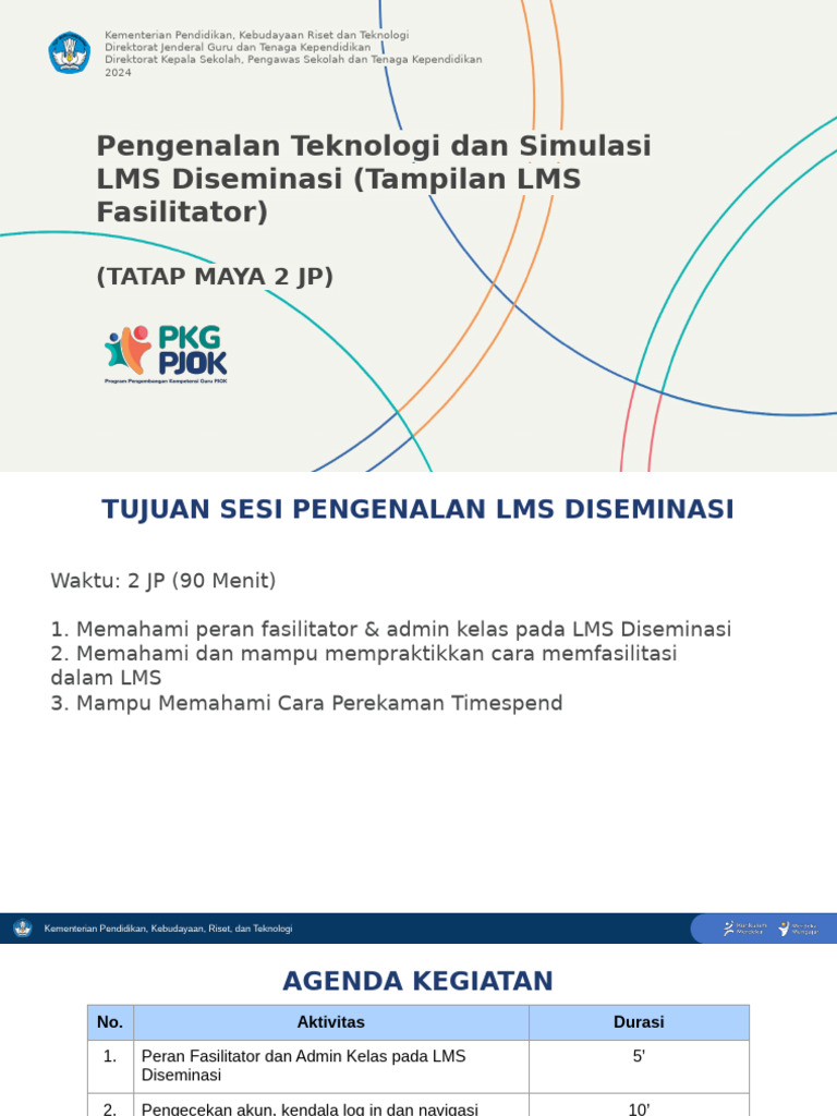 5.01. Pengenalan Teknologi Dan Simulasi LMS Diseminasi (Tampilan LMS Fasilitator) | PDF