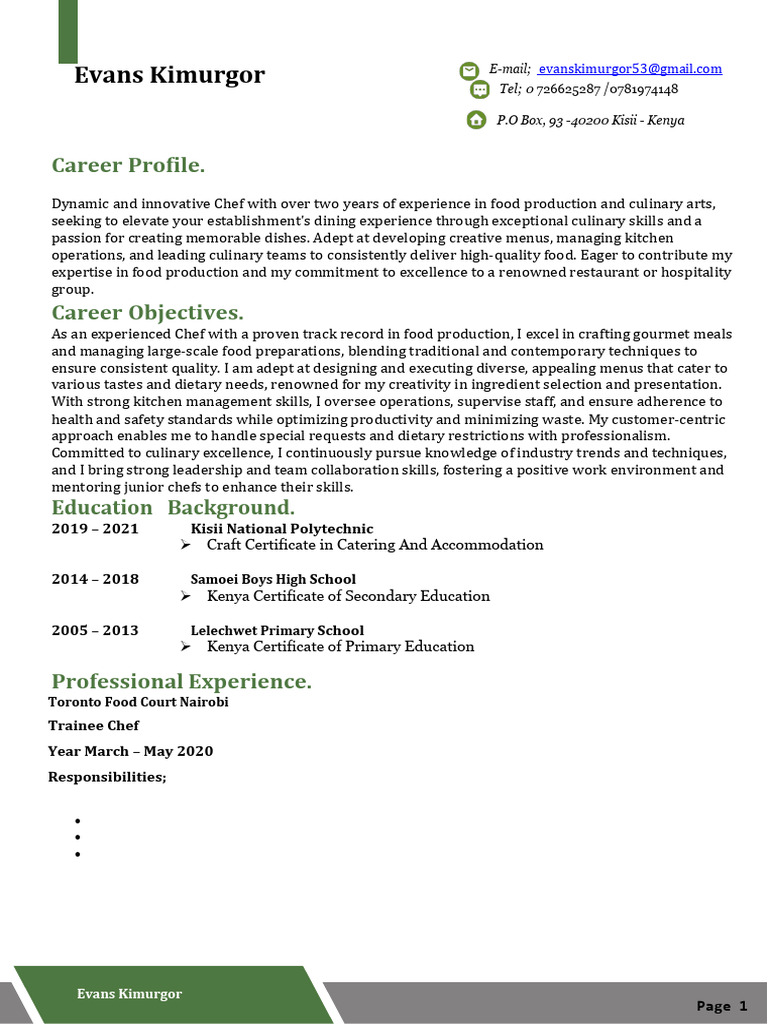 Evans Kimurgor CV | PDF