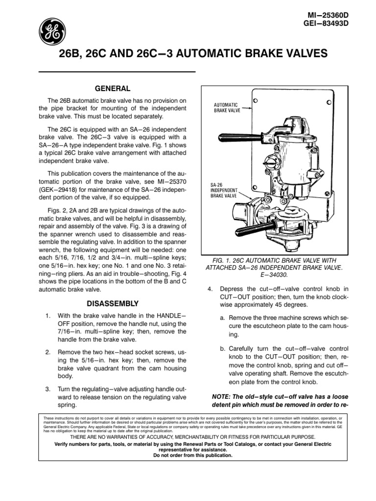 26B, 26C and 26C-3 Automatic Brake Valves | PDF