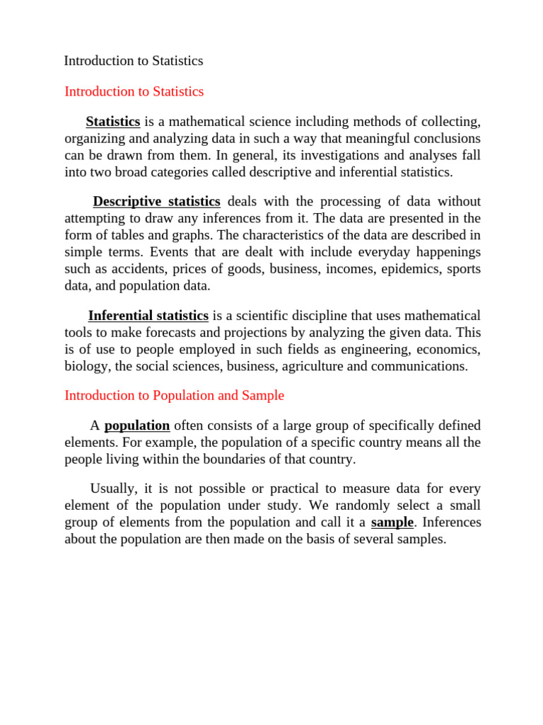 Introduction To A Statistics 2 | PDF