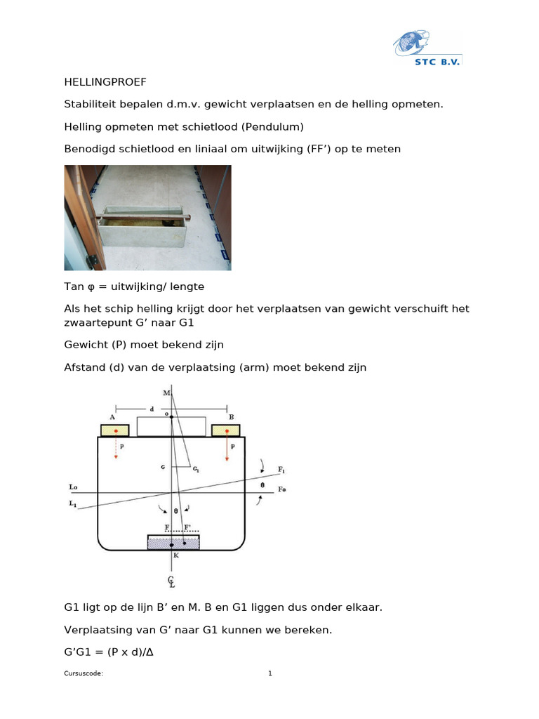 Scheepsstabiliteit: Hellingproef | PDF | Teaching Methods & Materials
