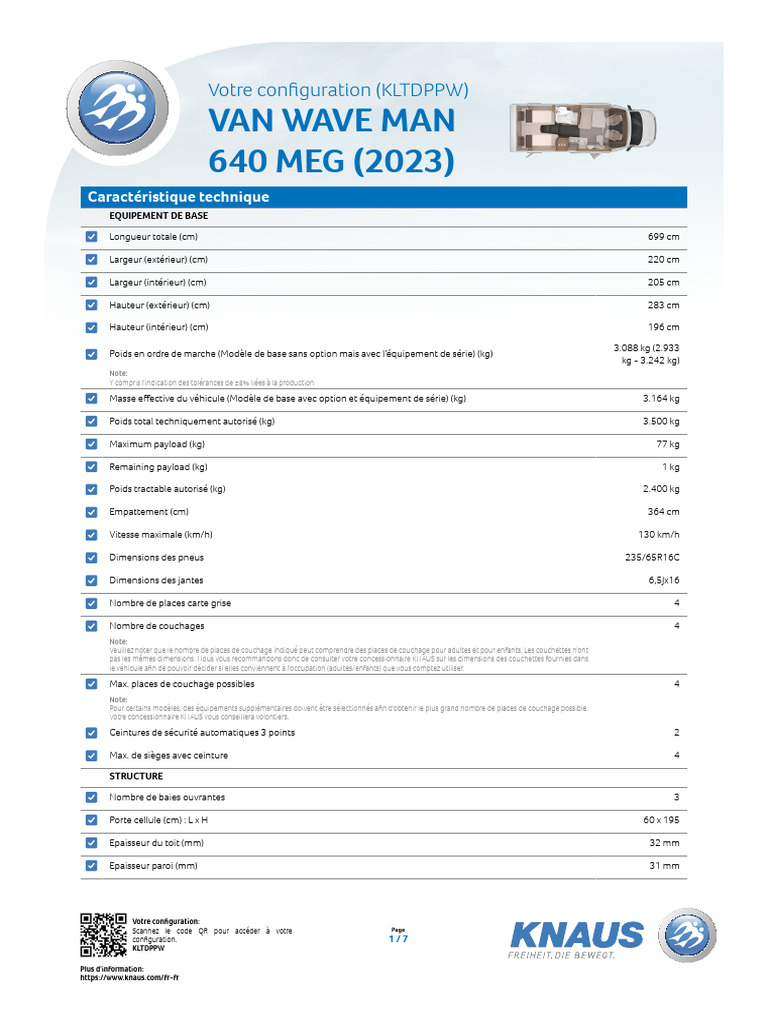 Camping car VAN WAVE MAN 640 MEG (2023) | PDF