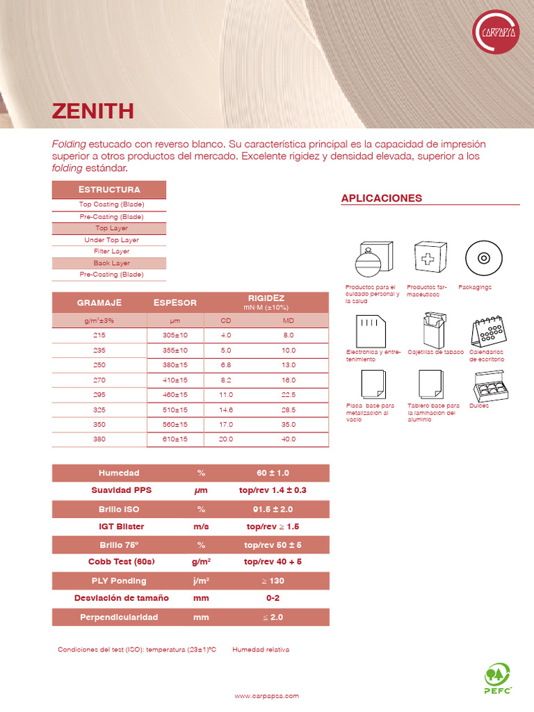 Ficha Tecnica Zenith | PDF