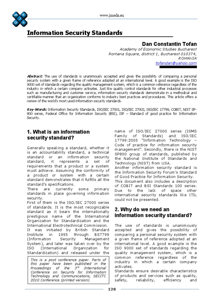 Information Security Standards | PDF | Information Security | Computer Security