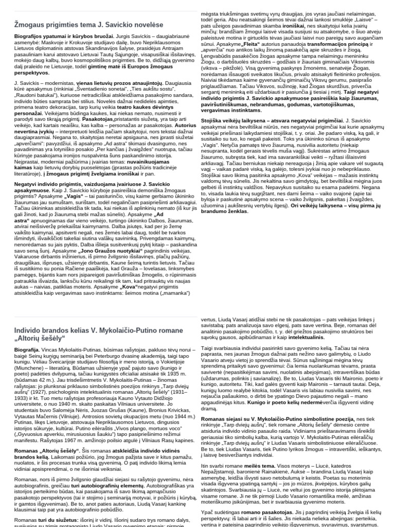 Lietuvių Konspektas Egzaminatoriaus Medziaga 1 | PDF