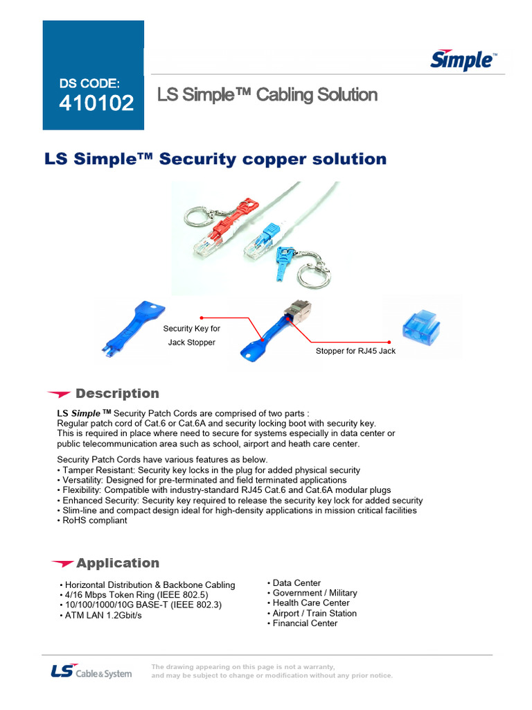 LSS - DS410102 Copper Security Cords (E) - v1.0 | PDF