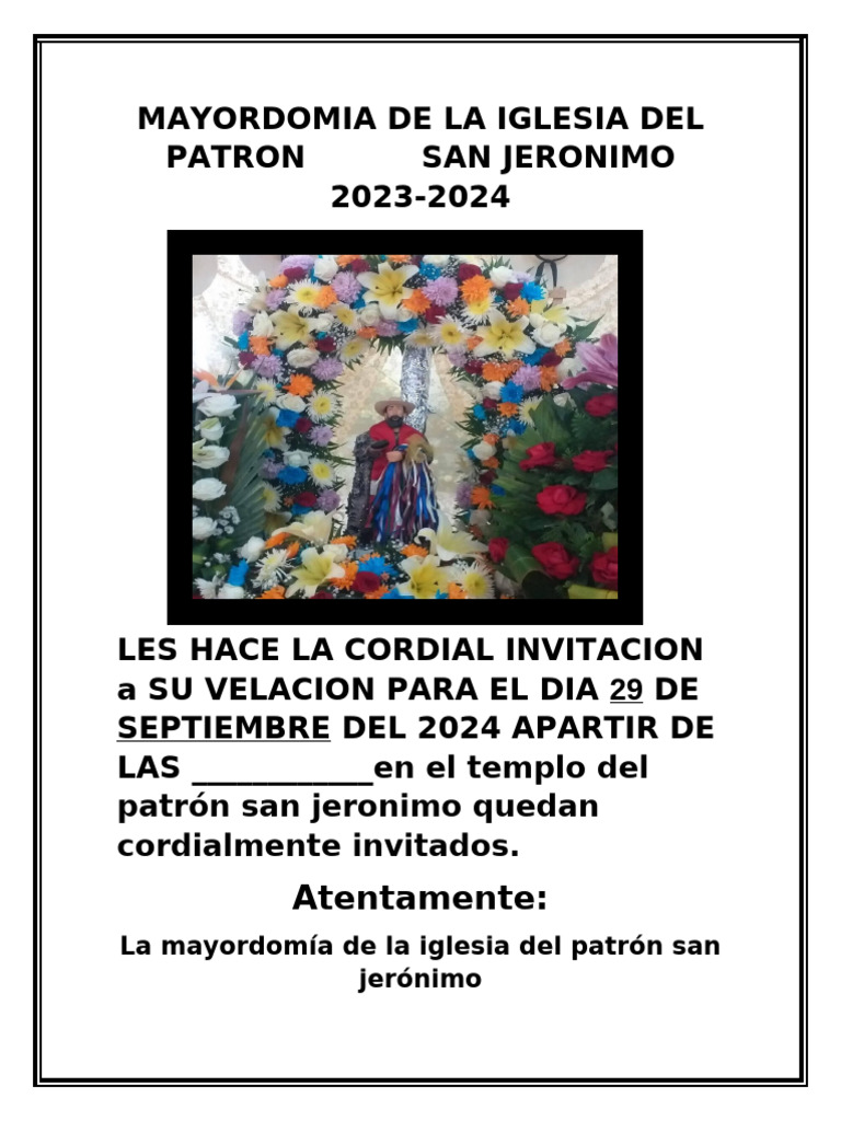 Invitacion San Jeronimo | PDF