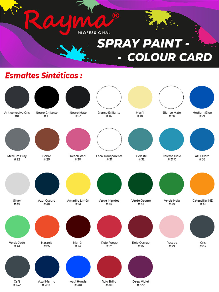 Catalogo de Colores Pinturas en Spray Rayma Professional | PDF