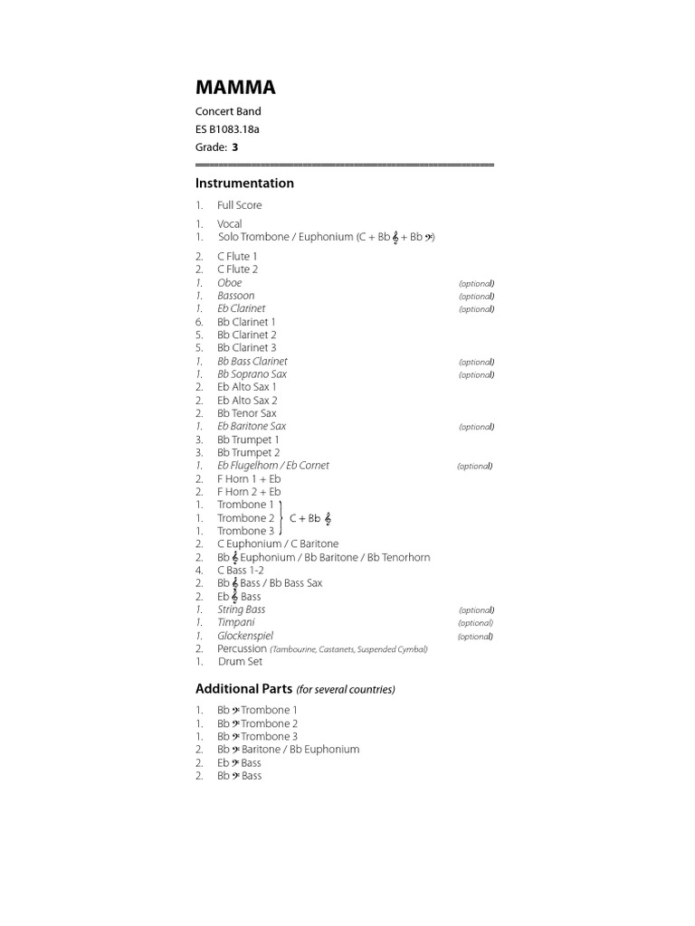 Mamma Partitura e Parti | PDF
