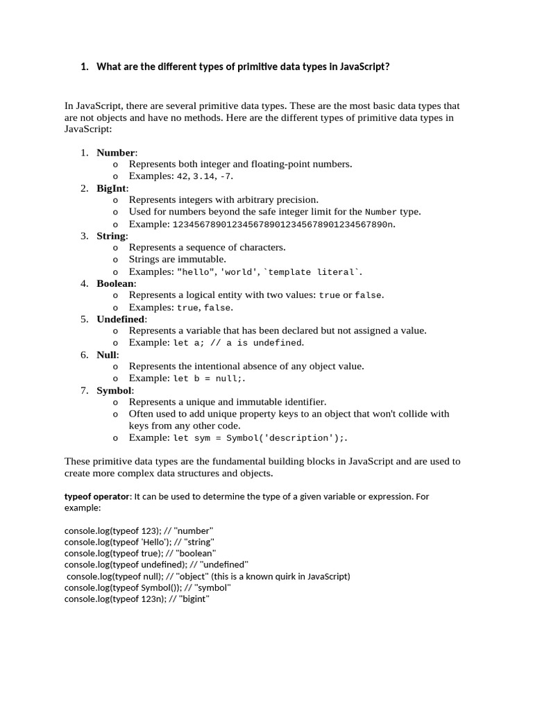 Self Assessment Js DataTypes and Variables | PDF | Boolean Data Type | Computers