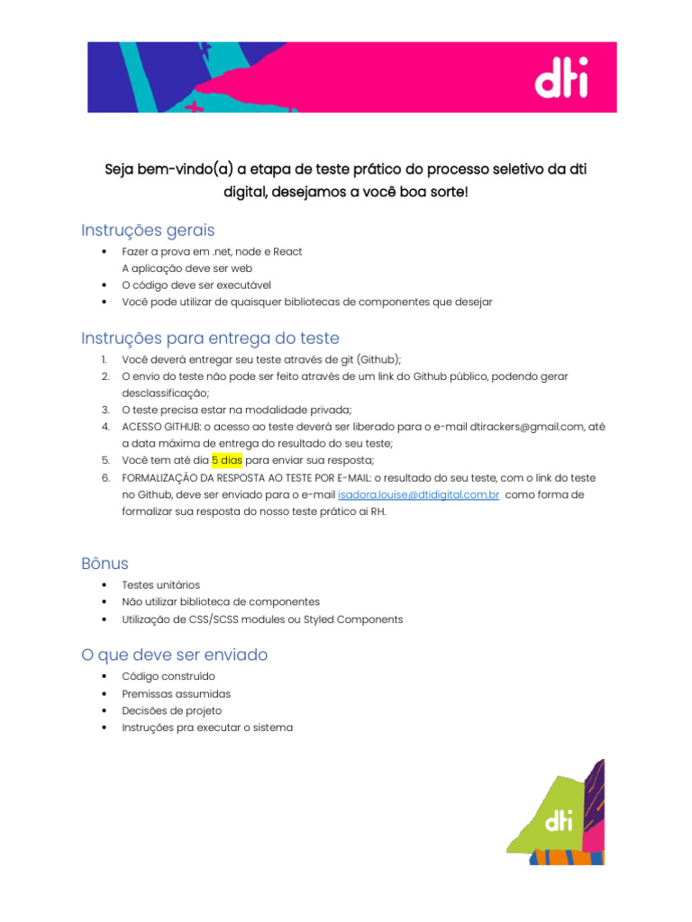 Teste Dti - Dev Estgio React .Net e Node | PDF