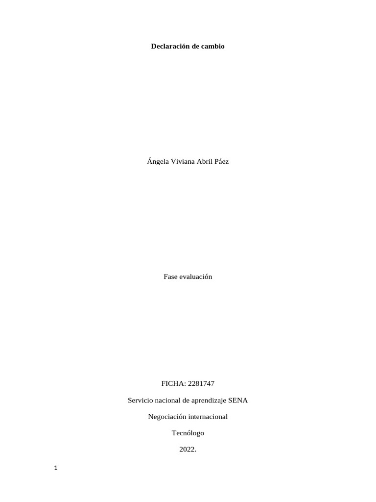 EV 4 Ejercicio Practico - Declaracion de Cambio | PDF