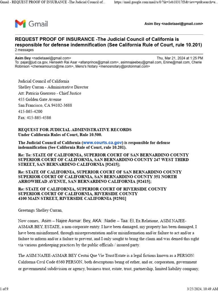 Judicial Insurance Request | PDF | United States Code | Private Law