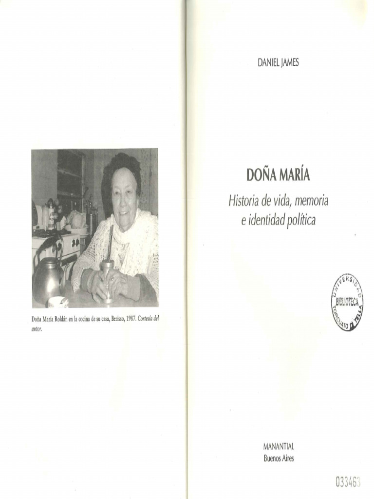 Daniel James, Doña María. Historia de Vida, Memoria e Identidad ...