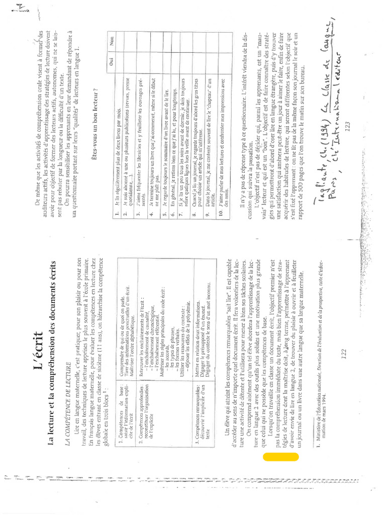 Christine Tagliante Les Stratégies de Lectures | PDF