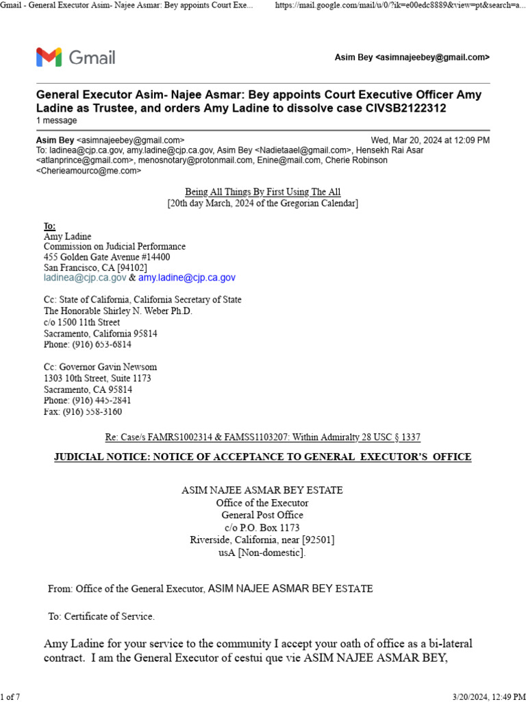 Amy Ladine Commission On Judicial Performance 455 Golden Gate Avenue ...