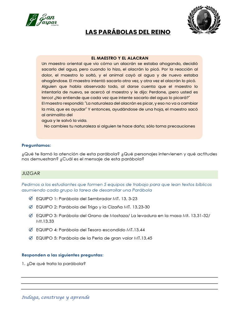 Sesion 3 - Las parabolas del reino-alumnos | PDF