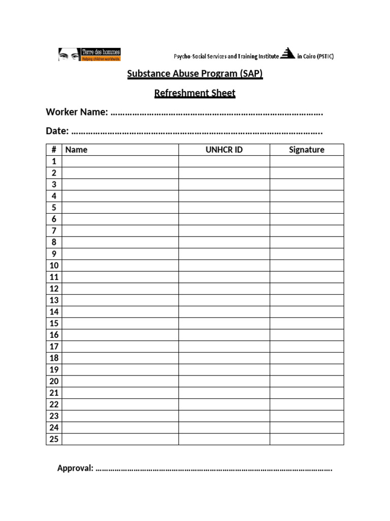 Refreshment Sheet | PDF
