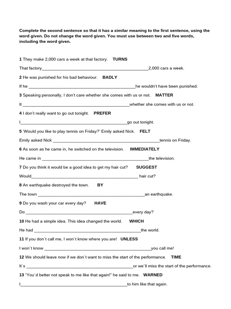 Rephrasing B2 Without Answers | PDF