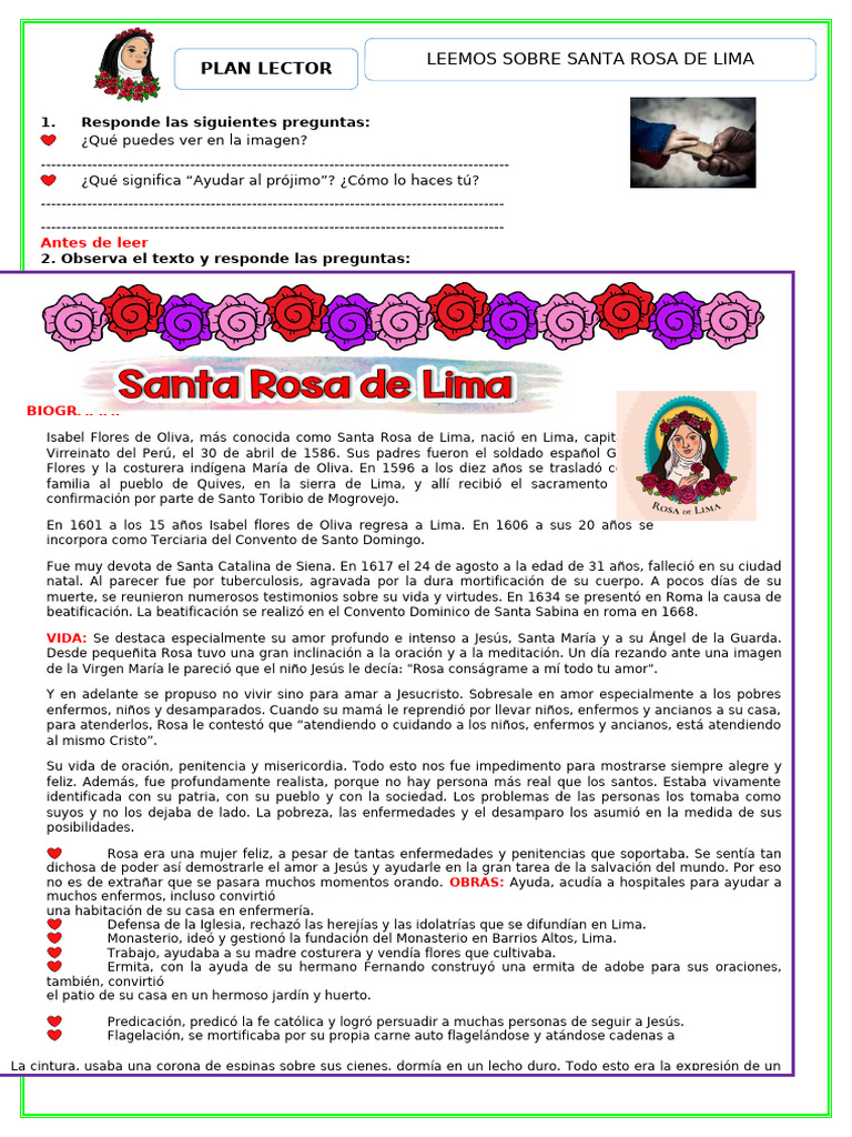 Ficha - Pl-Leemos Sobre Santa Rosa de Lima | PDF