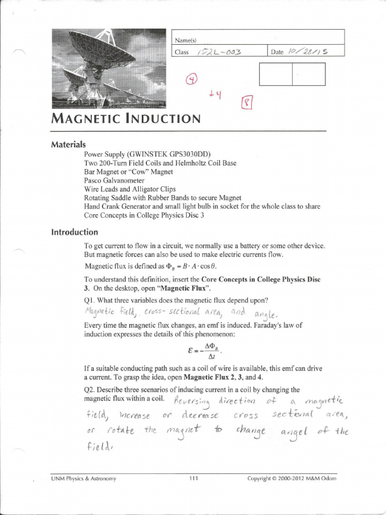 Magnetic Induction Lab 9 Physics 152L | PDF