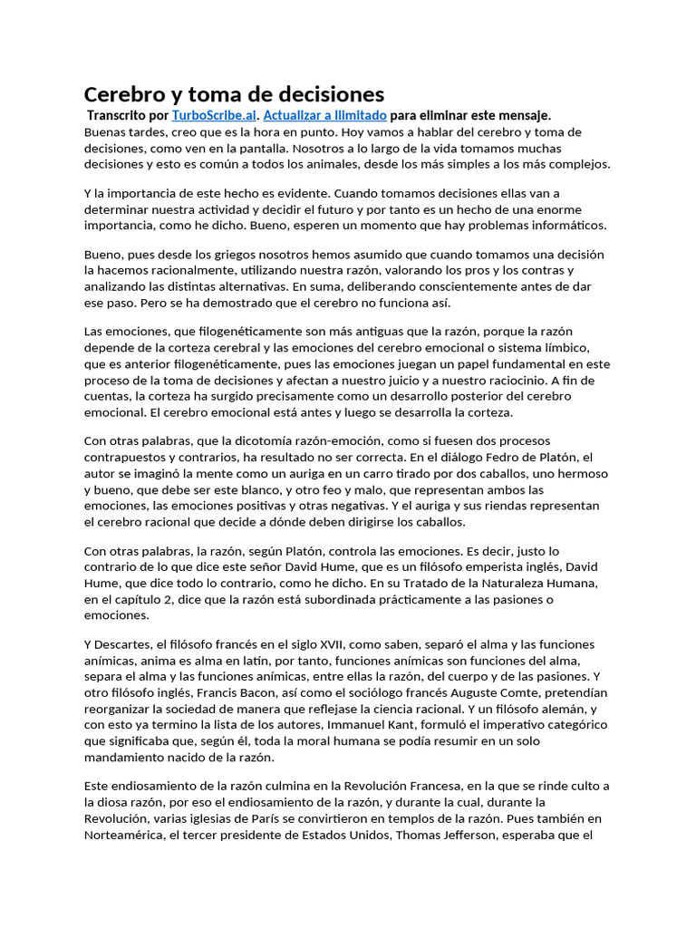 Cerebro y Toma de Decisiones | PDF