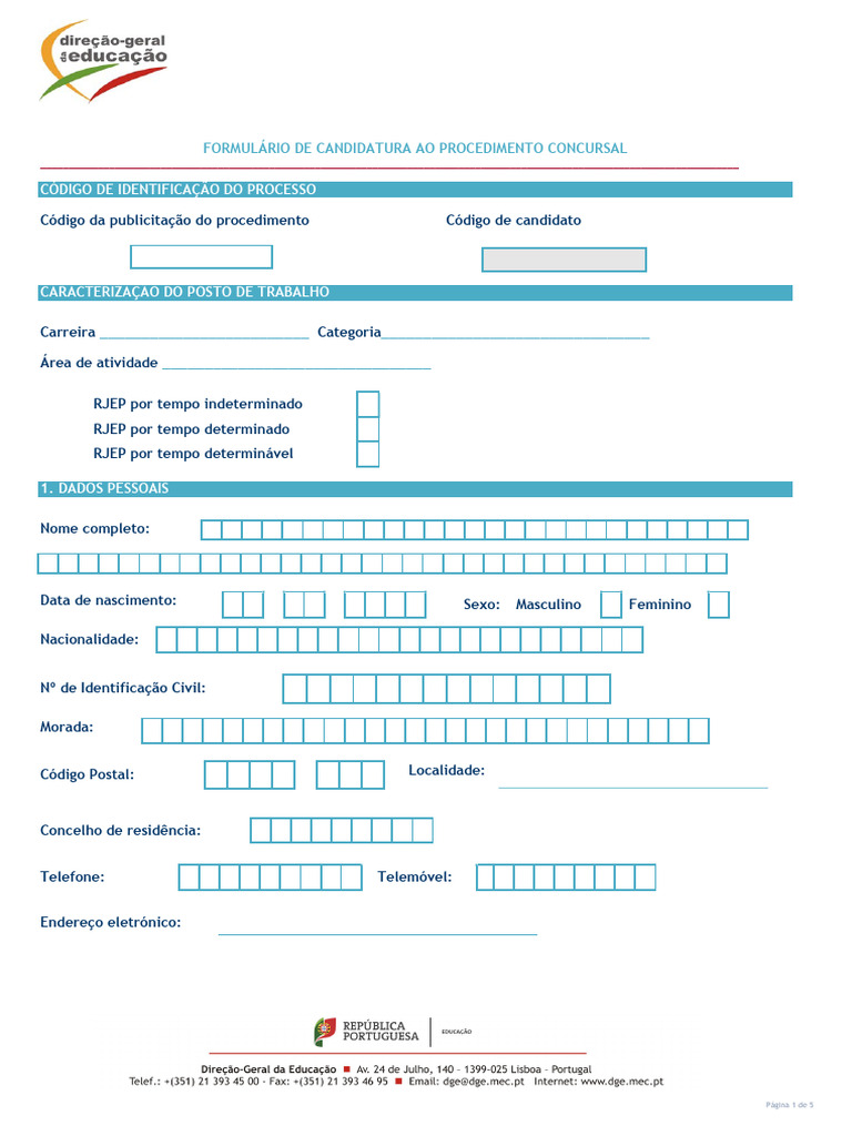 Formulario Candidatura Dge 1 | PDF
