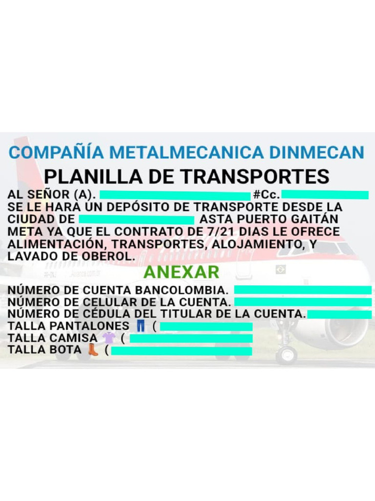 Planilla de Transportes | PDF